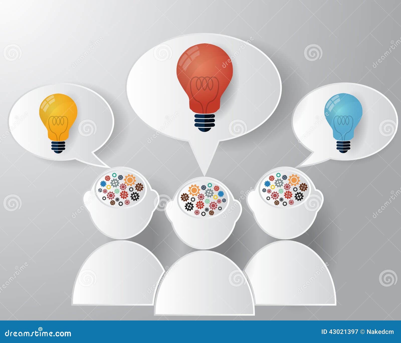Human Think with Colorful Bulb Stock Vector - Illustration of work ...
