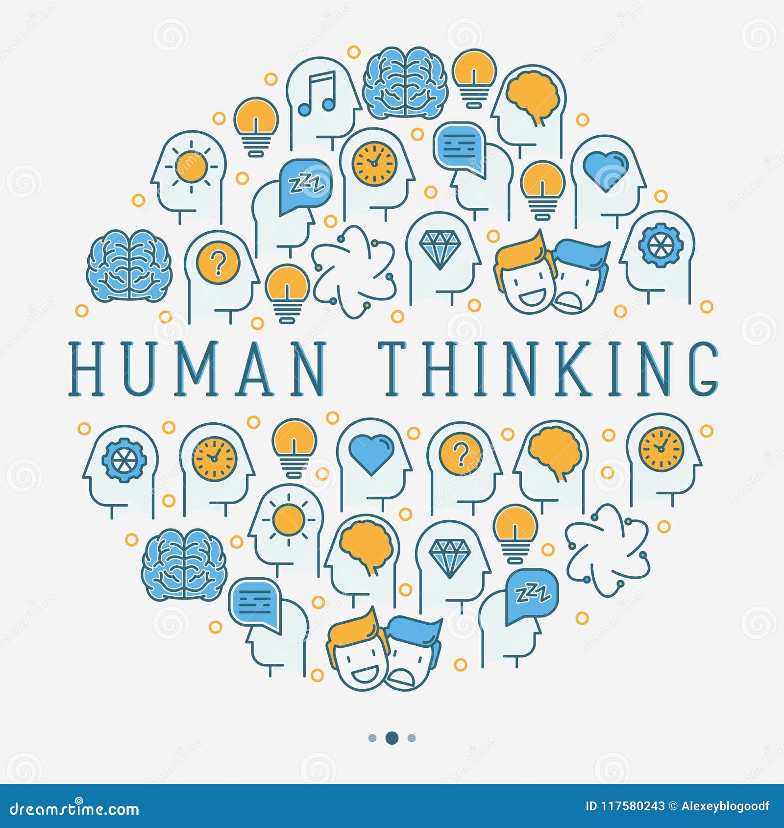 Human Thinking Concept in Circle Stock Vector - Illustration of process ...