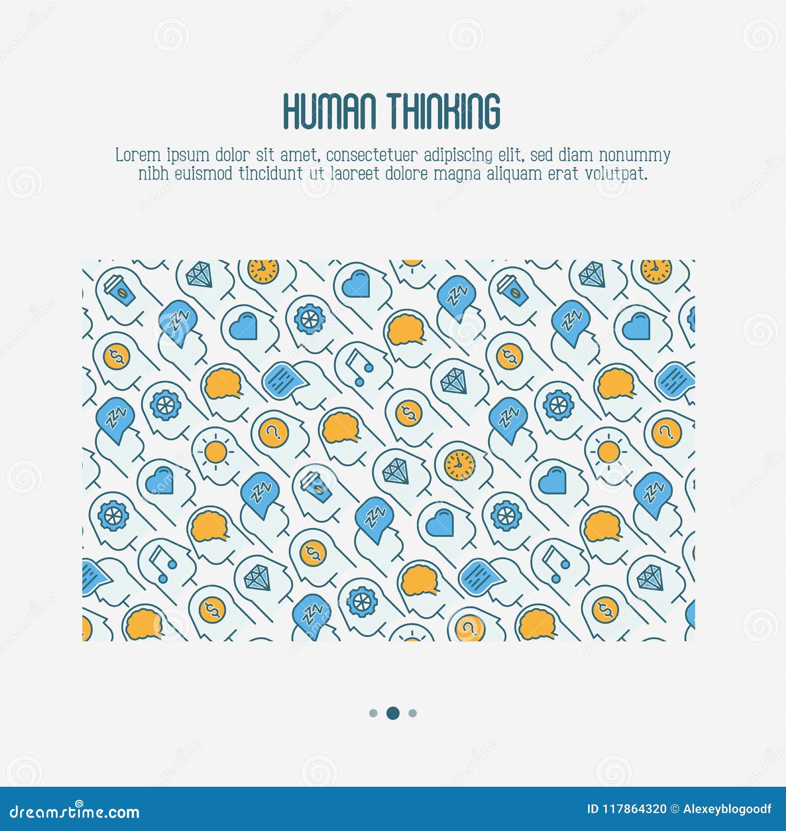 Human Thinking Concept with Thin Line Icons Stock Vector - Illustration ...