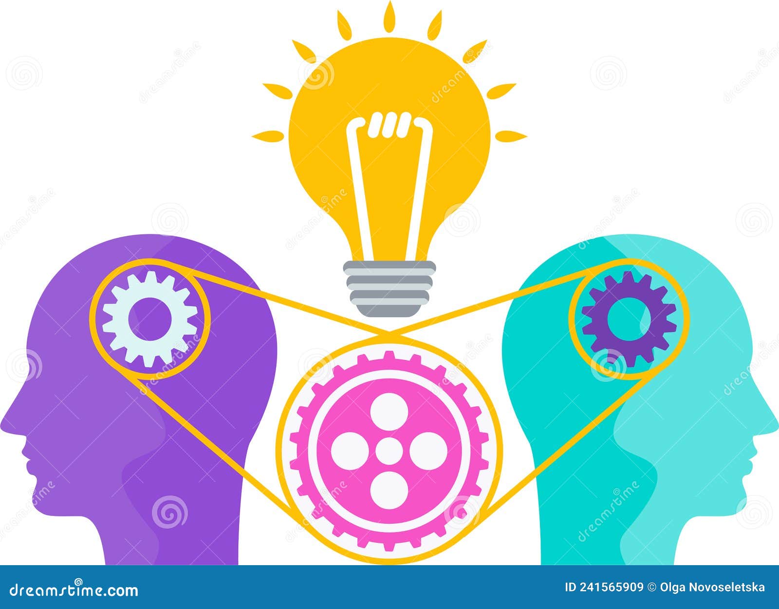 Human Thinking. Human Head with Gears. Interaction between People ...