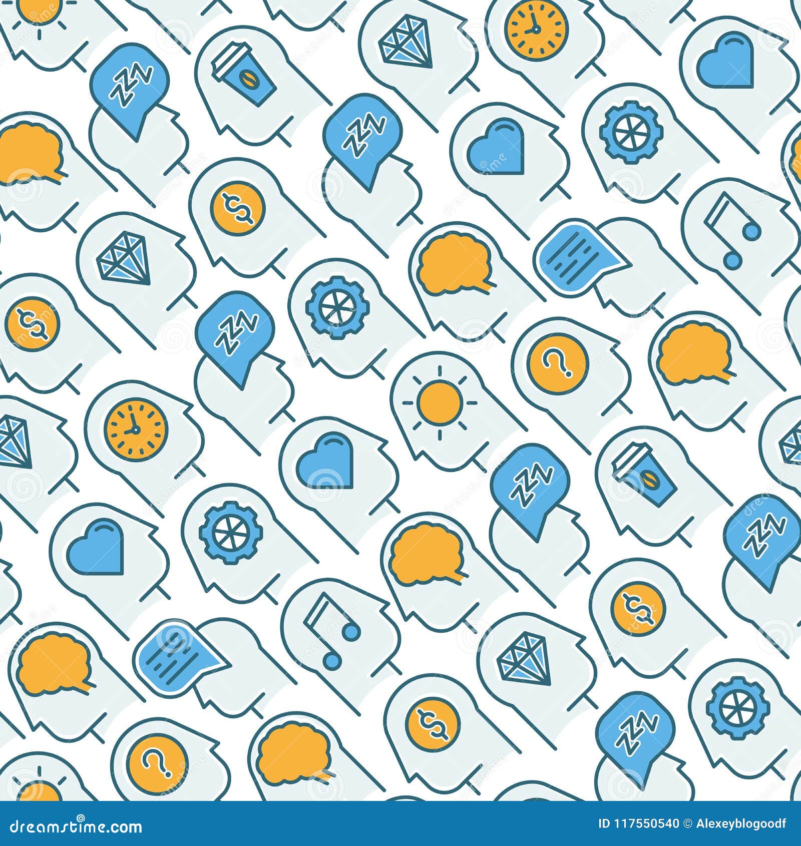 Human Thinking Seamless Pattern Stock Vector - Illustration of profile ...