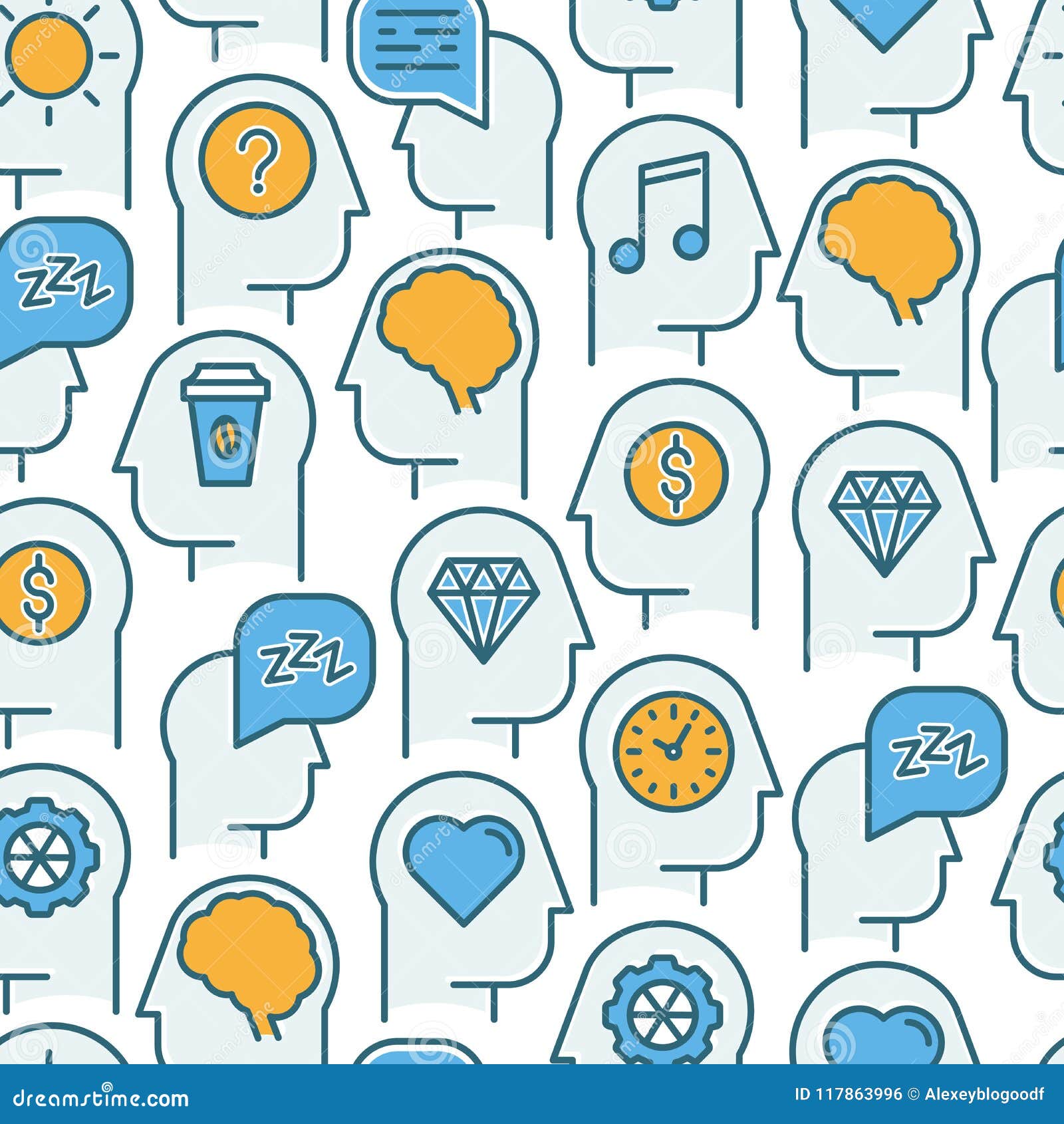 Human Thinking Seamless Pattern Stock Vector - Illustration of ...