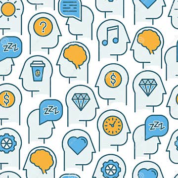 Human Thinking Seamless Pattern Stock Vector - Illustration of ...