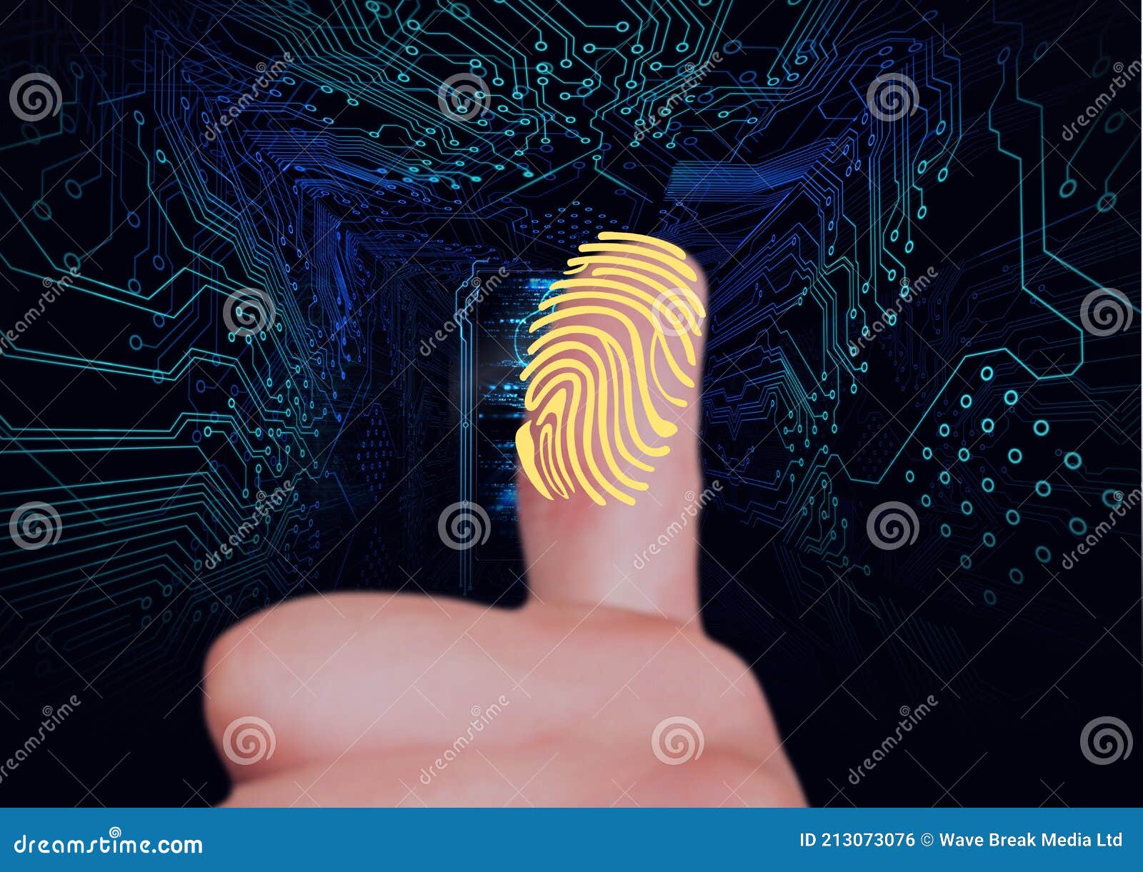 Human Thumb Scanning Over Biometric Scanner Against Microprocessor ...