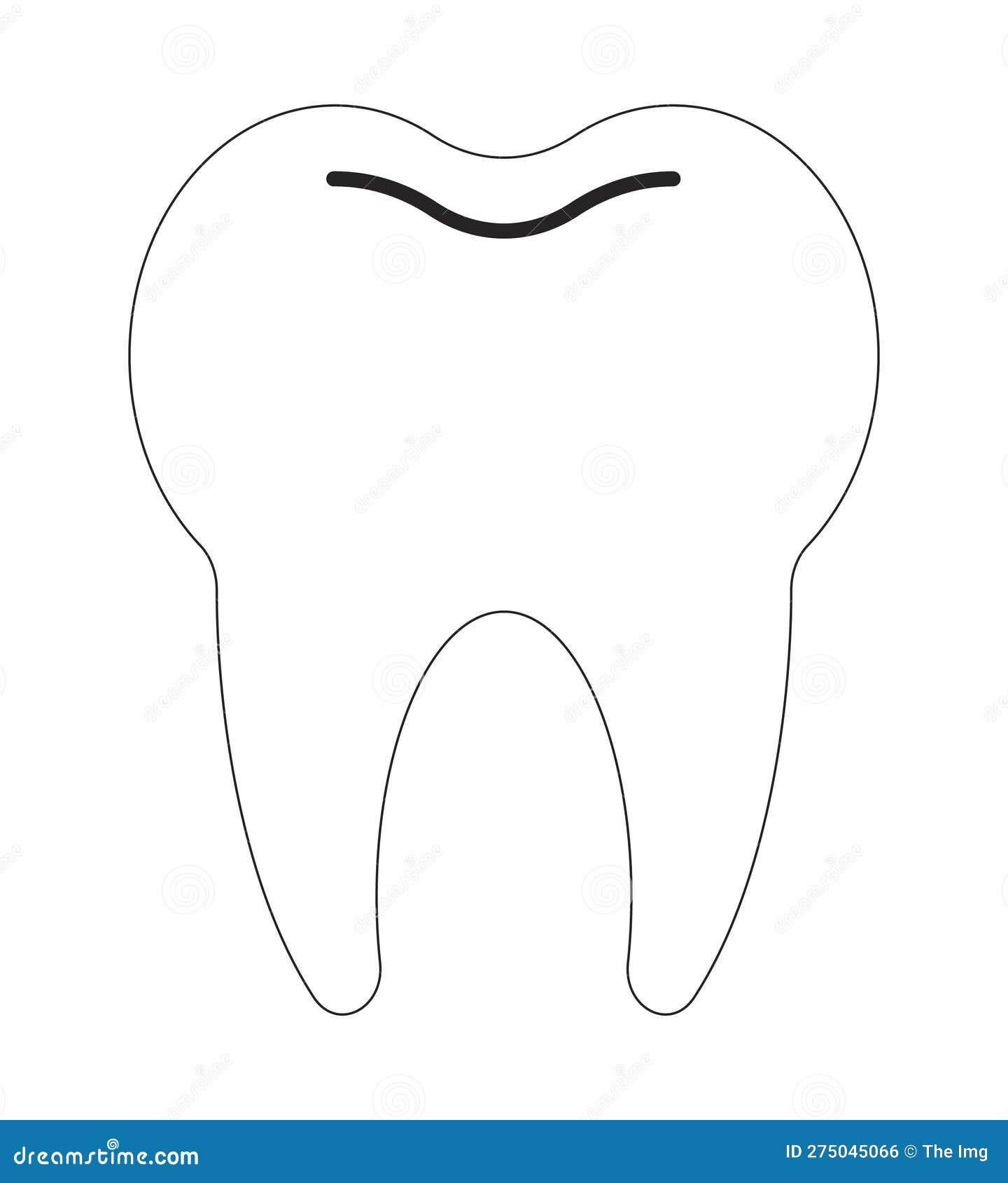 Human Tooth Flat Line Black White Vector Object Stock Vector ...