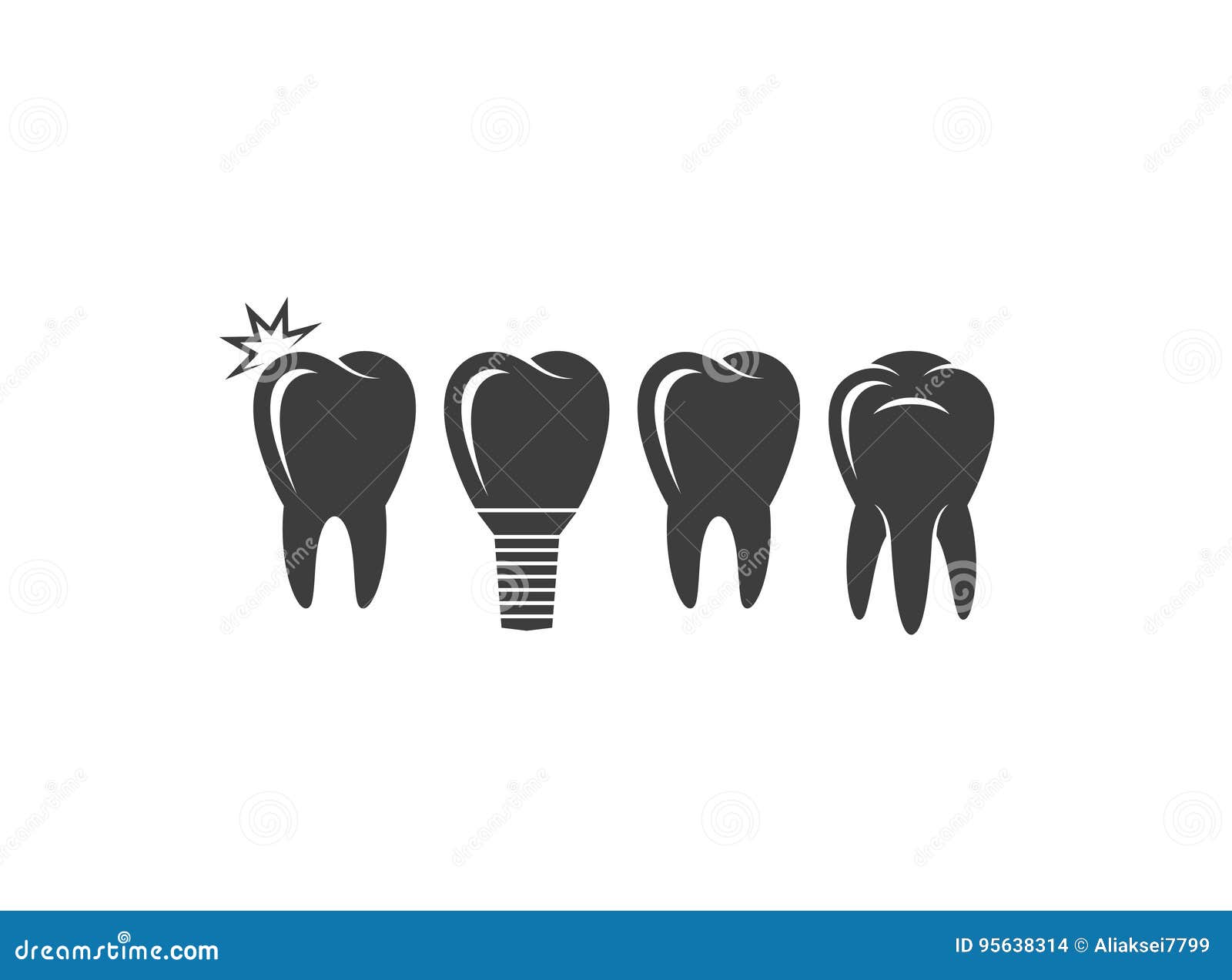 Human tooth. Icon set stock vector. Illustration of implant - 95638314