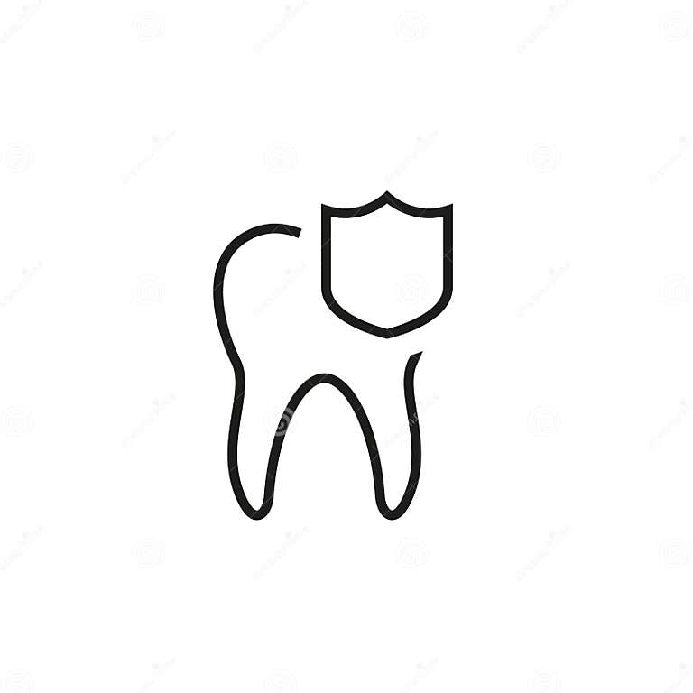 Human Tooth with a Shield. Vector Icon Stock Illustration ...