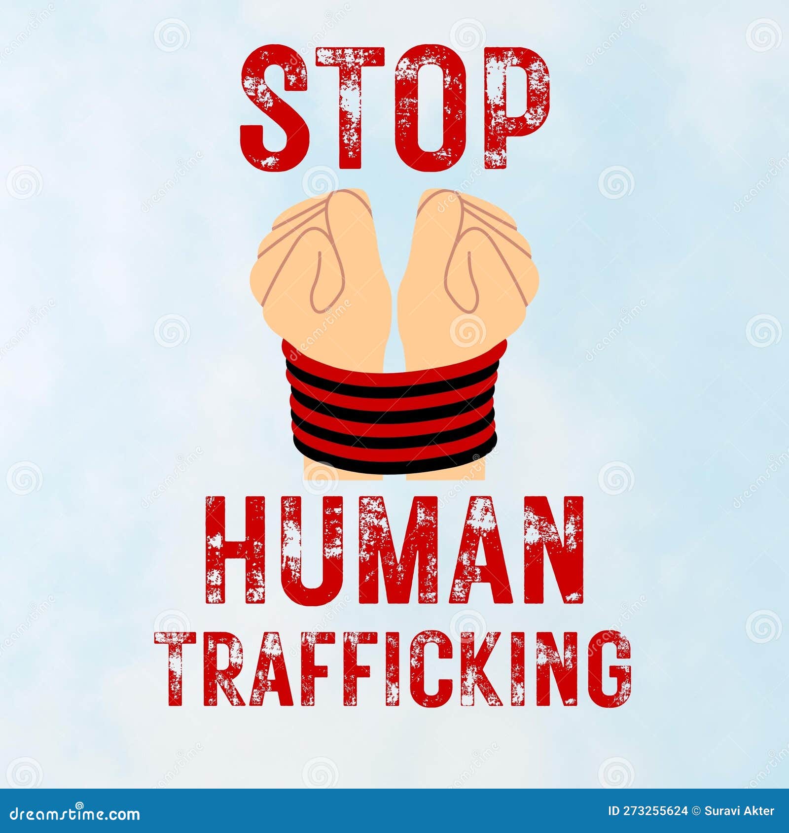 Illustration of Hands with Wrist Tied Together, Human Trafficking ...