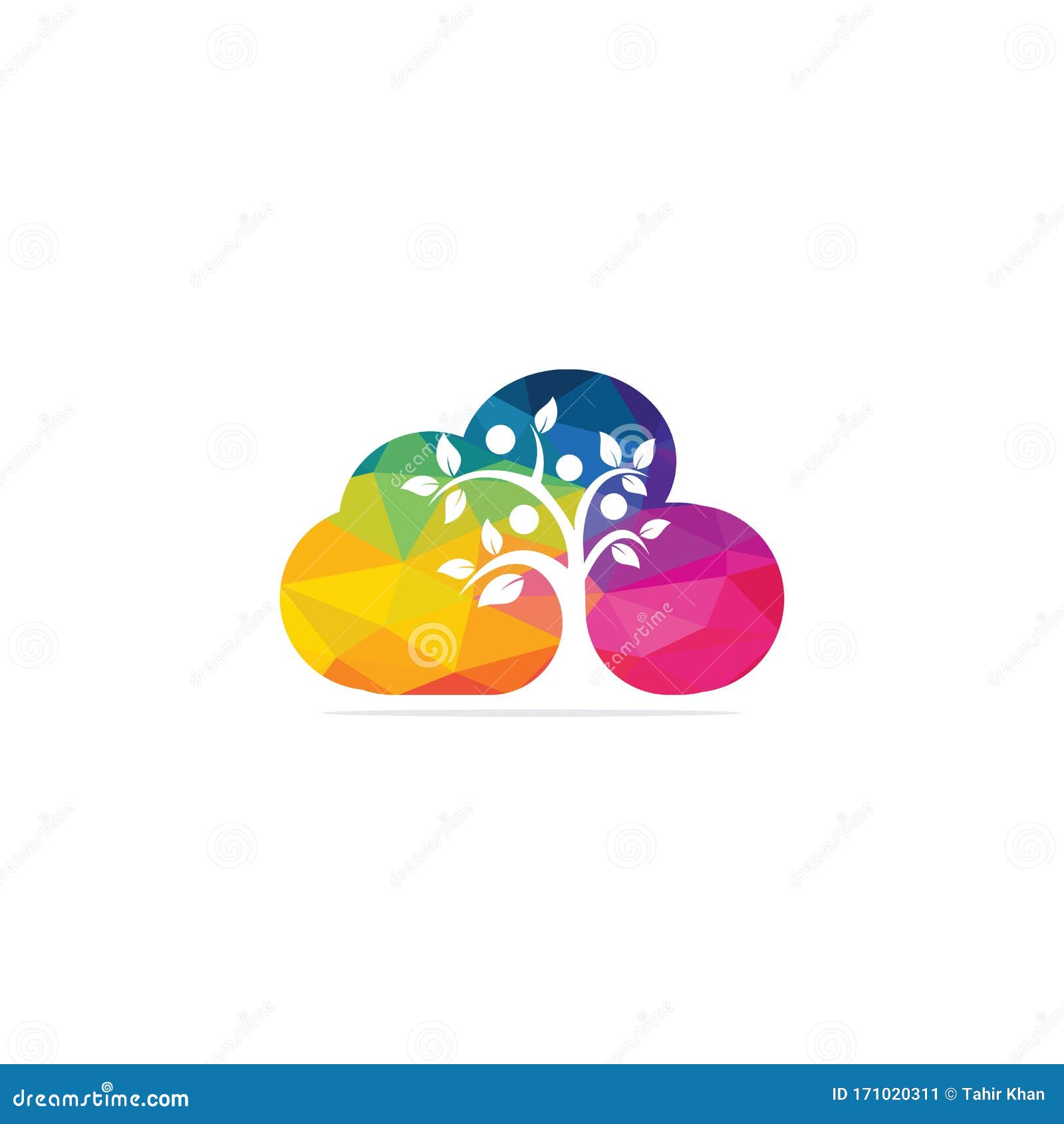 Human Tree and Cloud Logo Design. Stock Illustration - Illustration of ...