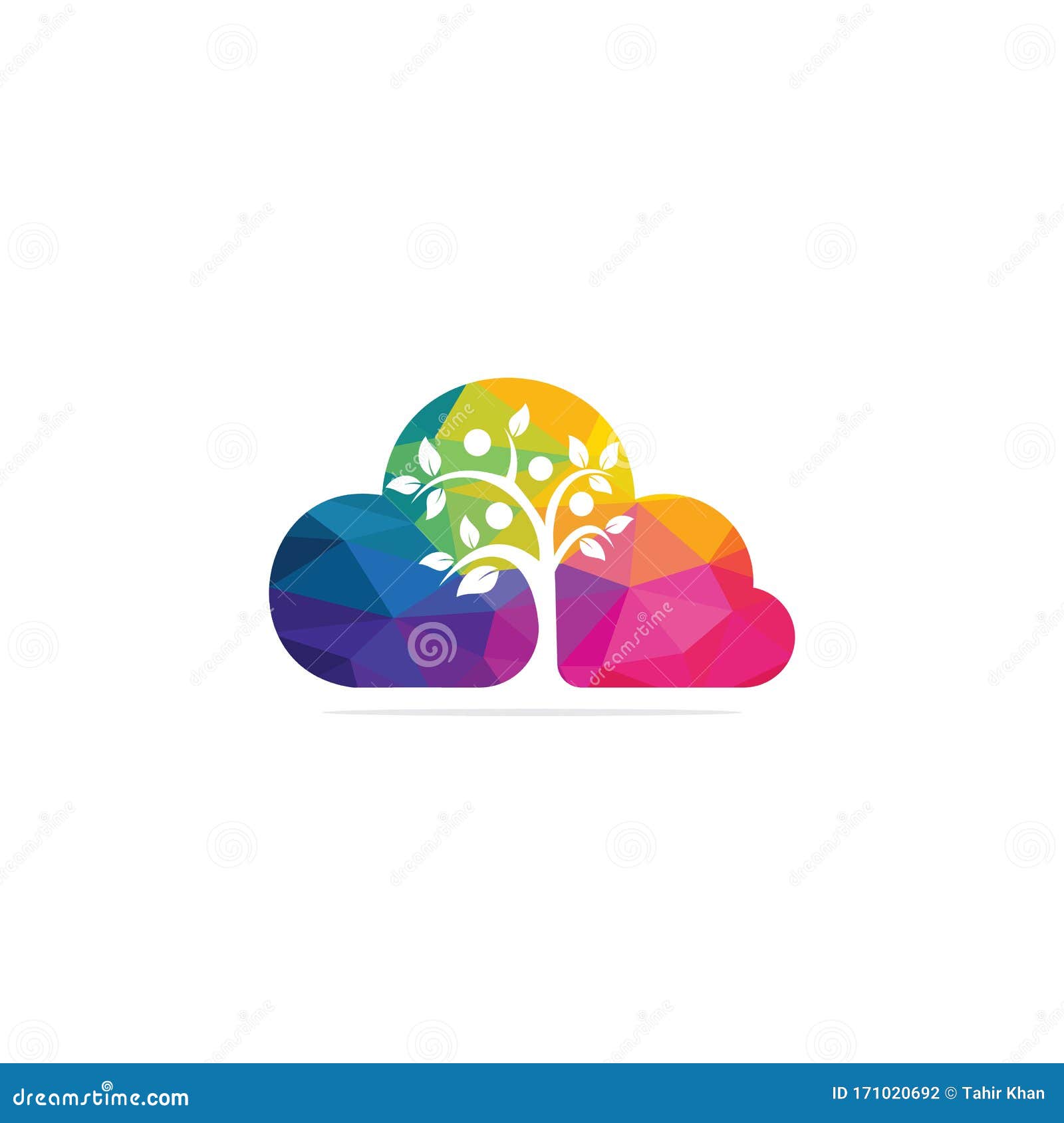Human Tree and Cloud Logo Design. Stock Illustration - Illustration of ...