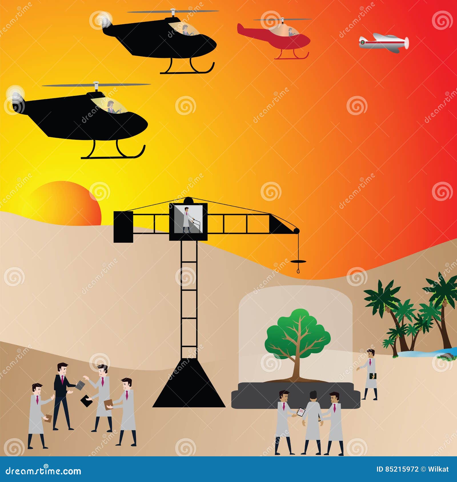 Human Try To Use New Technology for Change the Desert Stock Vector ...