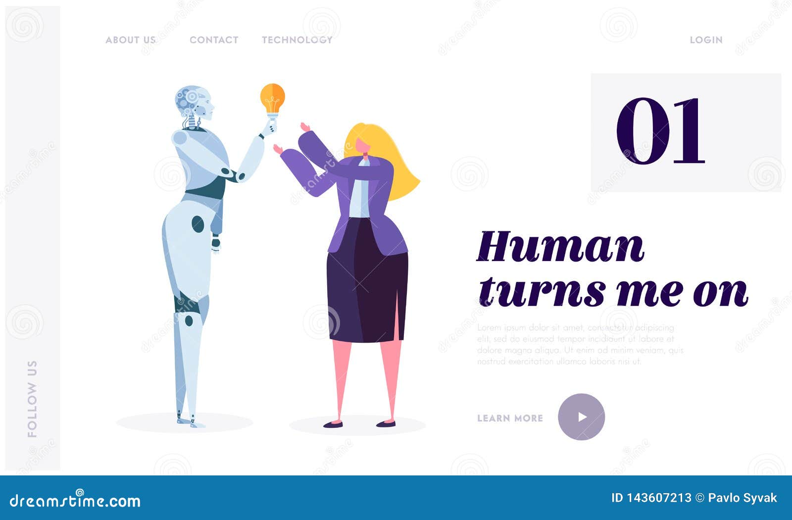 Human Turn on Robot Landing Page. Development Robotic is Future of ...