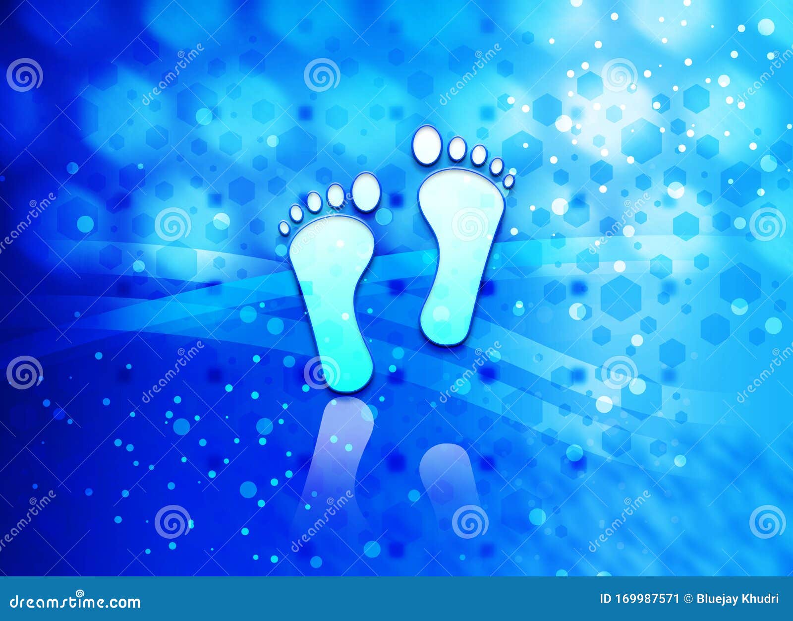 Human Two Footprints Icon Abstract Light Cyan Blue Hexagon Pattern ...