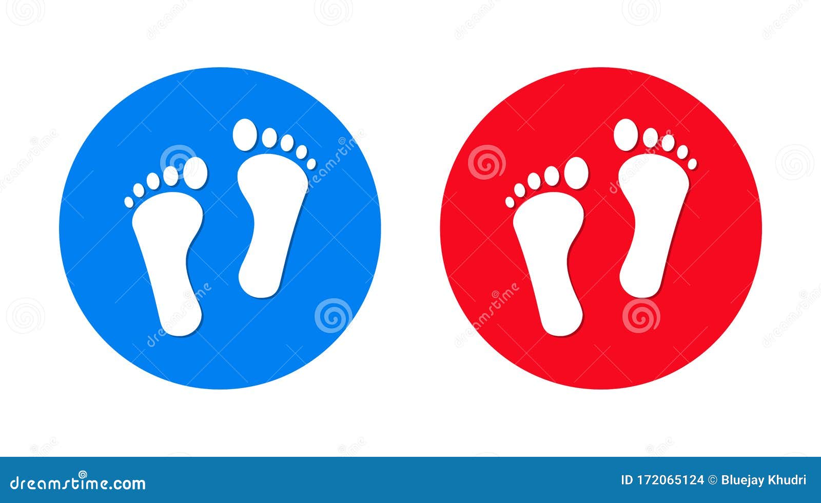 Human Two Footprints Icon Flat Trendy Round Button Set Stock Vector ...
