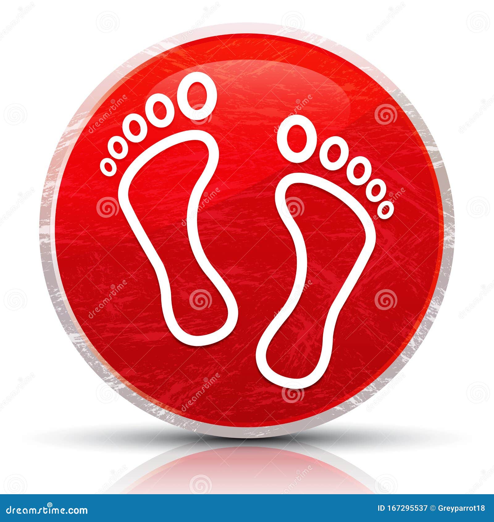 Human Two Footprints Icon Metallic Grunge Abstract Red Round Button ...