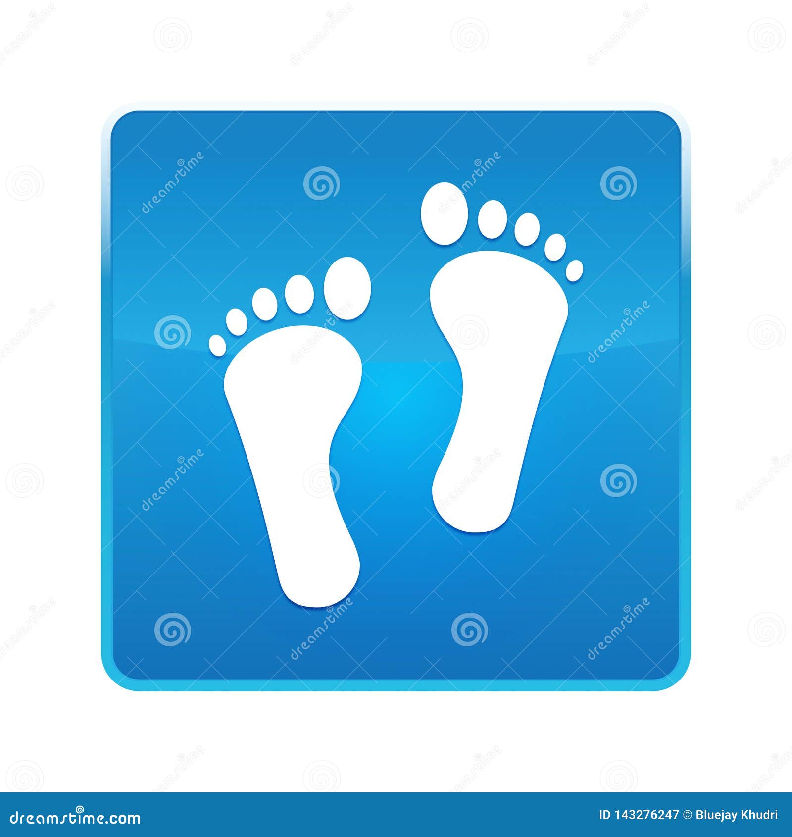 Human Two Footprints Icon Shiny Blue Square Button Stock Illustration ...