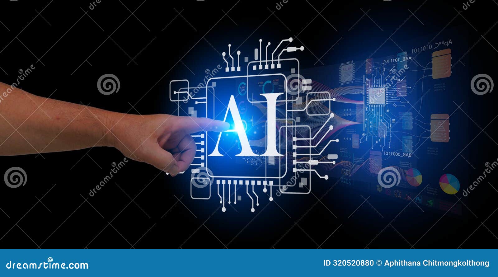 Human Using AI Control Business on Data Dashboard ,technology Concept ...