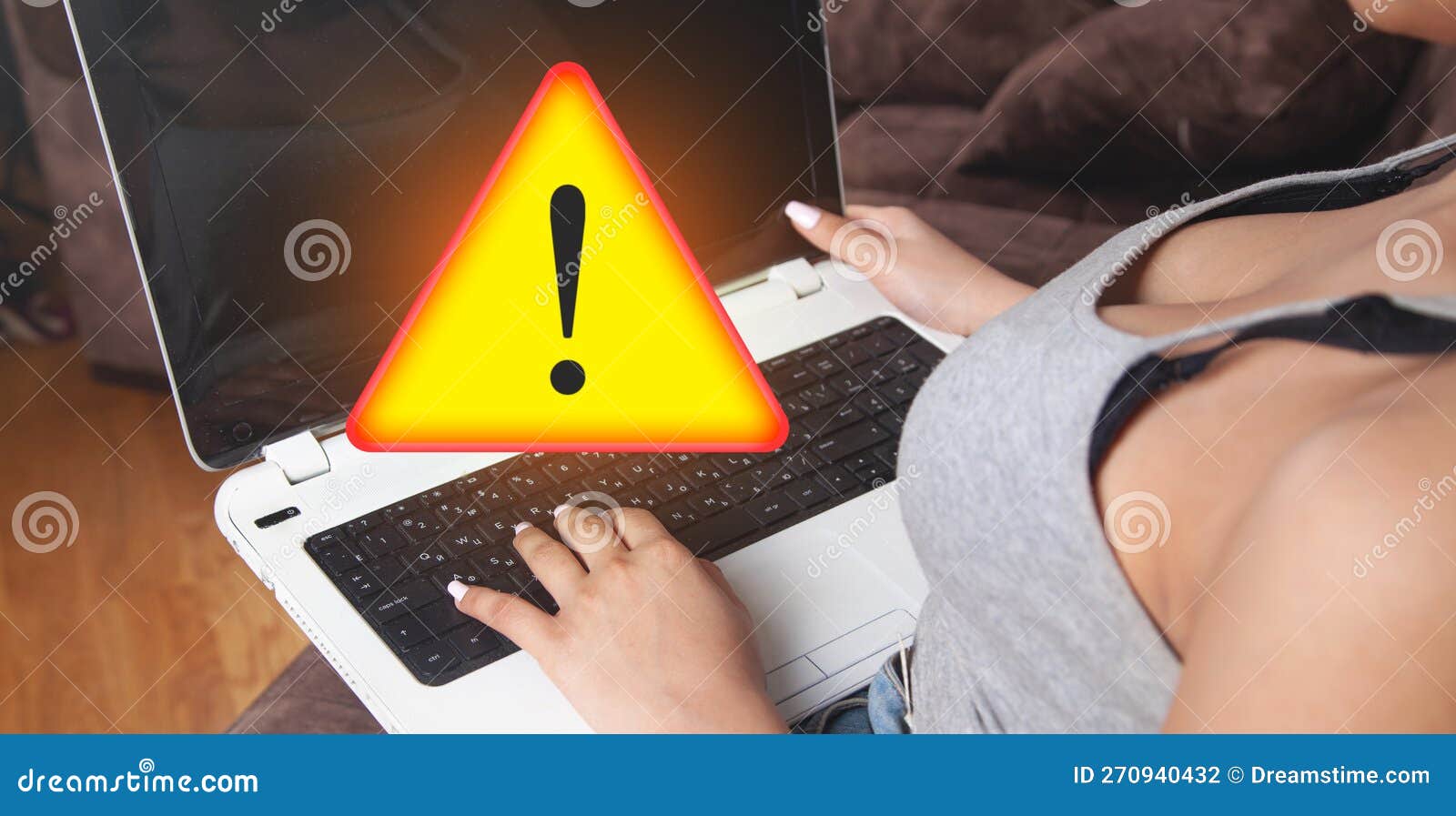 Human Using Laptop Computer. System Hacked Warning Alert Stock Photo ... Human Using Laptop Computer. System Hacked Warning Alert Stock Photo ...