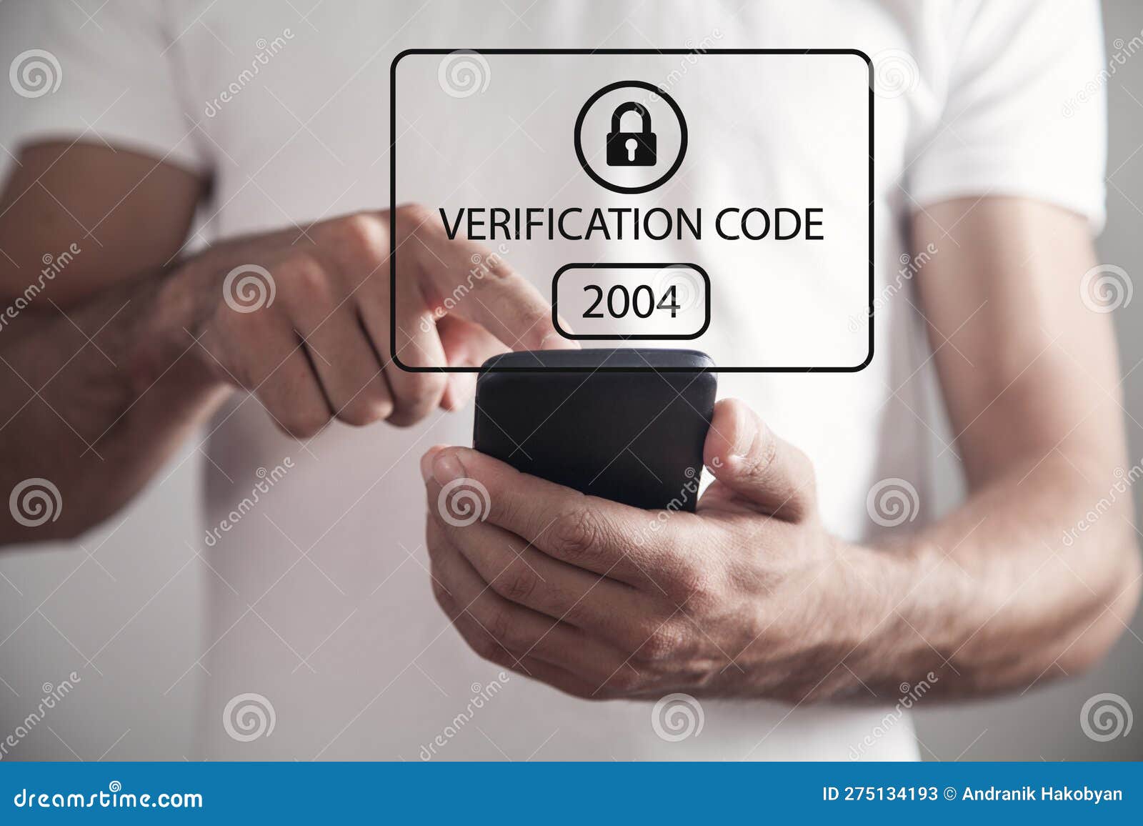 Human Using Smartphone. Identity Verification Code, Cyber Security ...