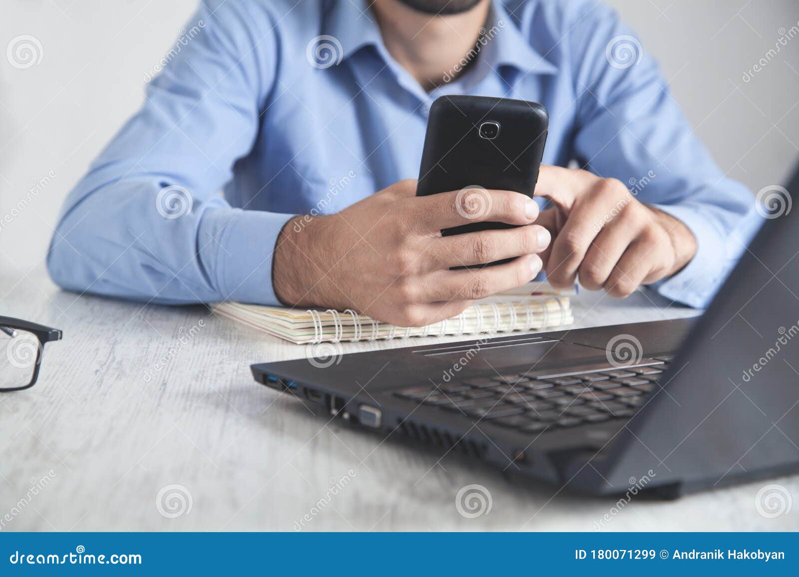 Human Using Smartphone. Working in Office Stock Image - Image of social ...