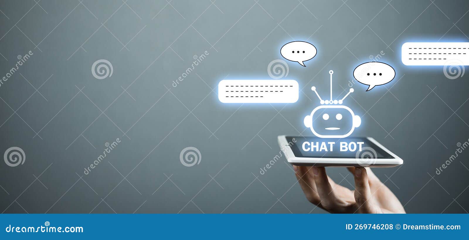 Human Using Tablet with Chat Bot Application for Online Information ...