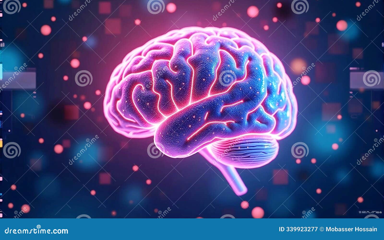 Human Or Virtual Brain Model In Cyberspace. Futuristic, Sci-fi ...