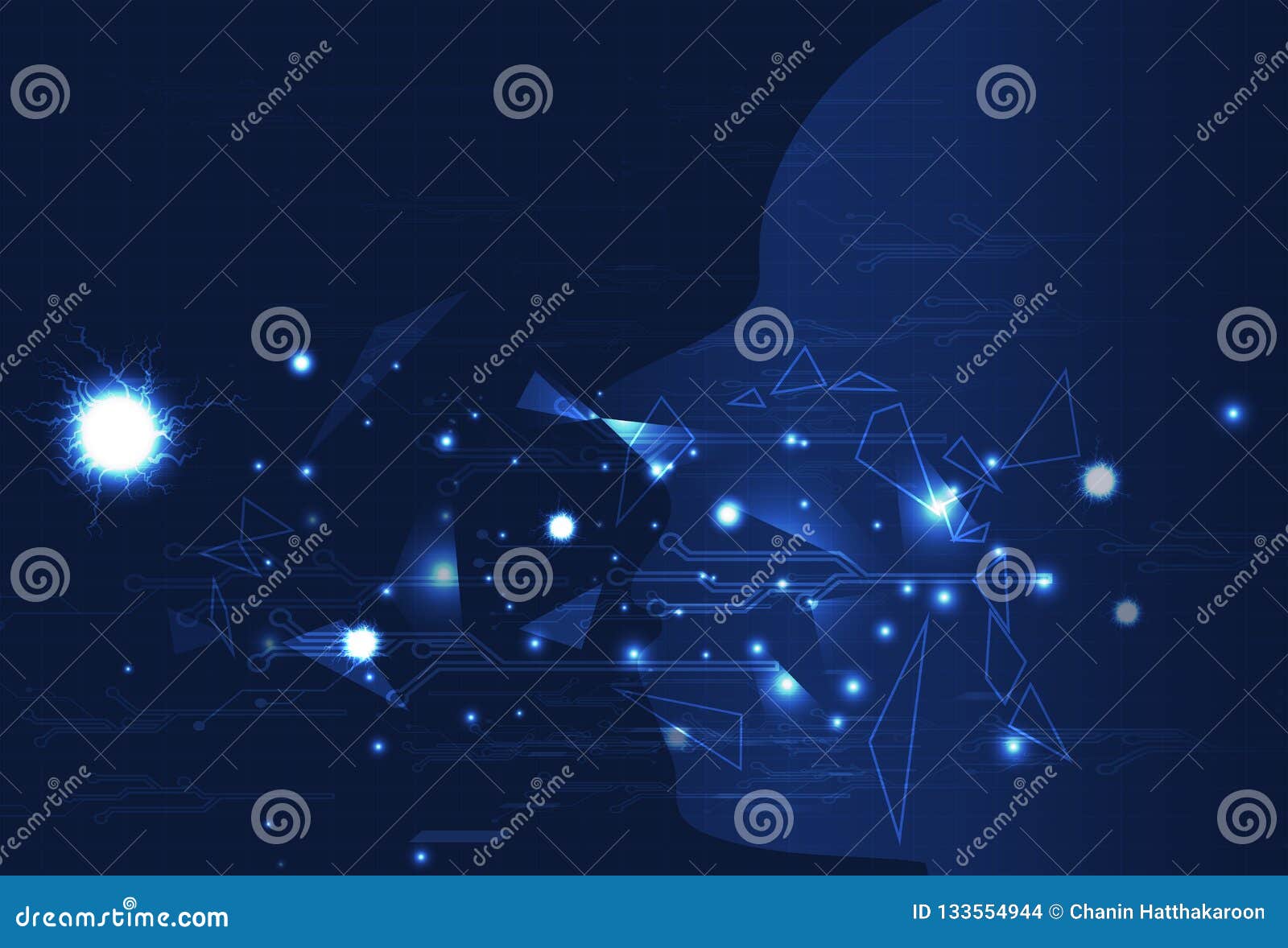 Human Visualization, Triangles and Circuit Design. Futuristic Ar Stock ...
