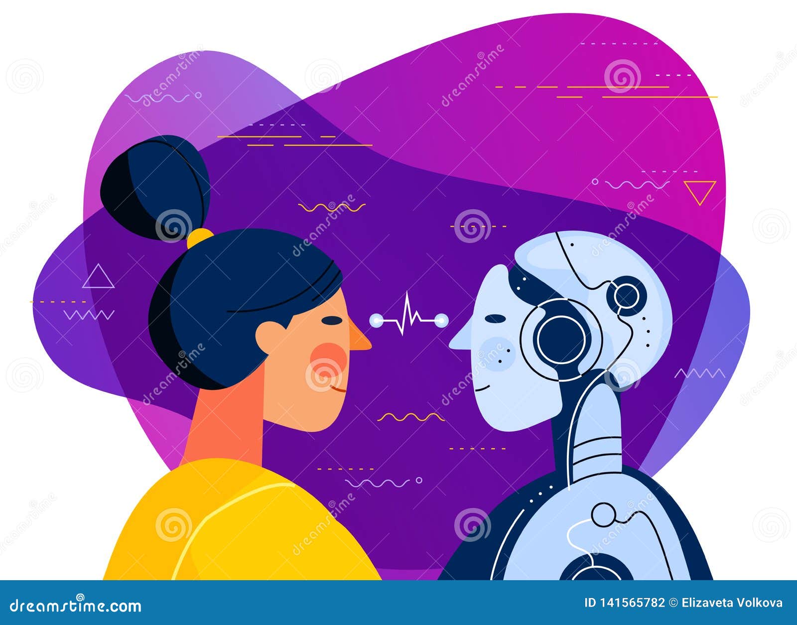 Human Vs Artificial Intelligence Concept Trendy Illustration Stock ...
