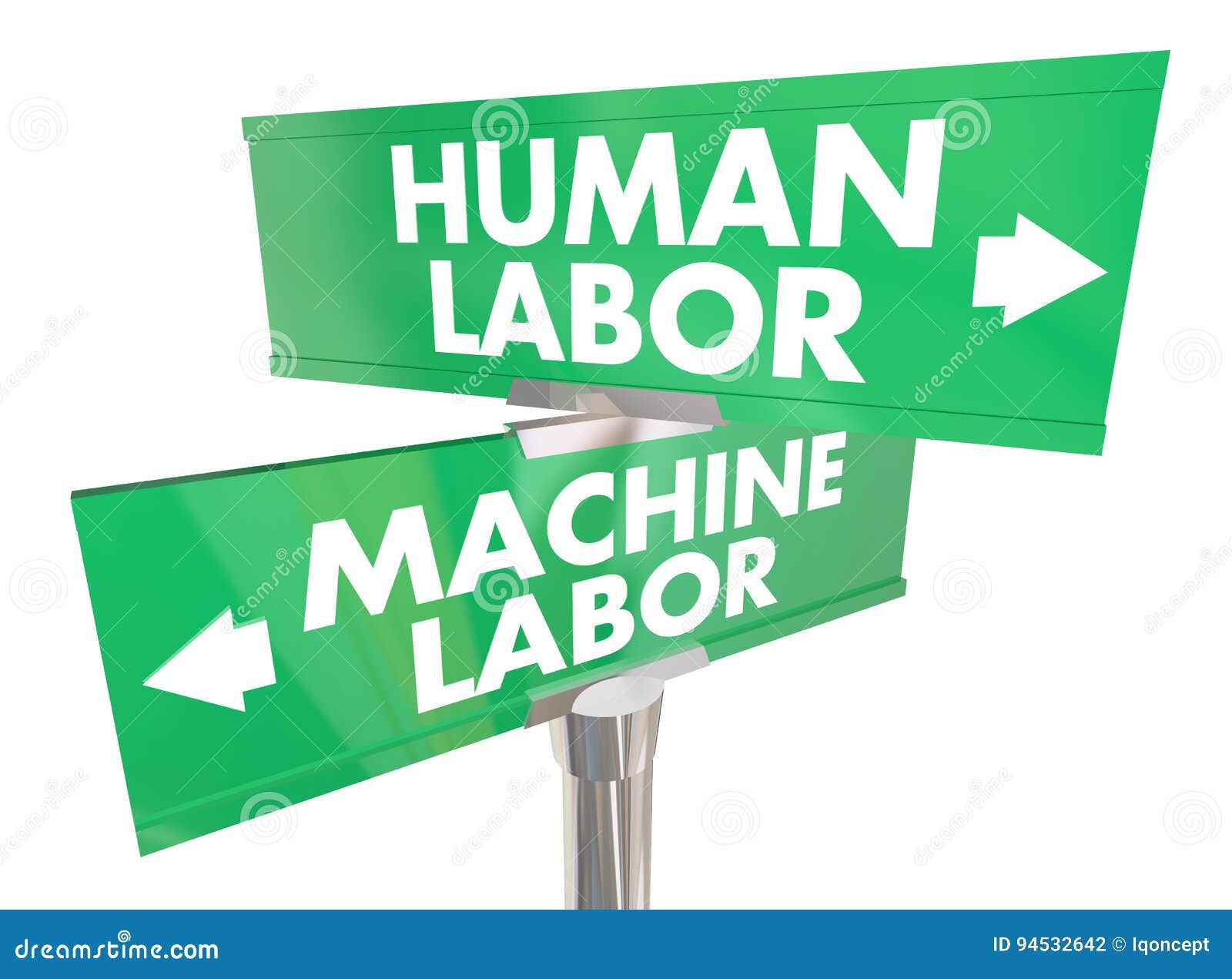 Human Vs Machine Labor Automation Digital Workers Signs 3d Illus Stock ...