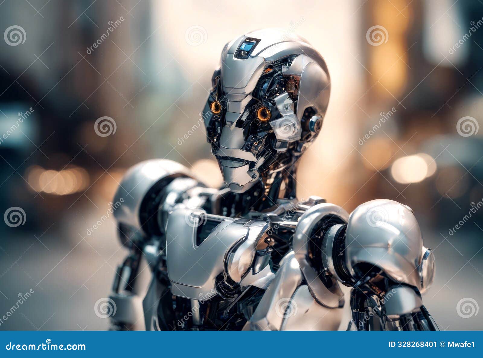 Human Vs Robot Artificial Intelligence People Cyborg Woman Face To ...