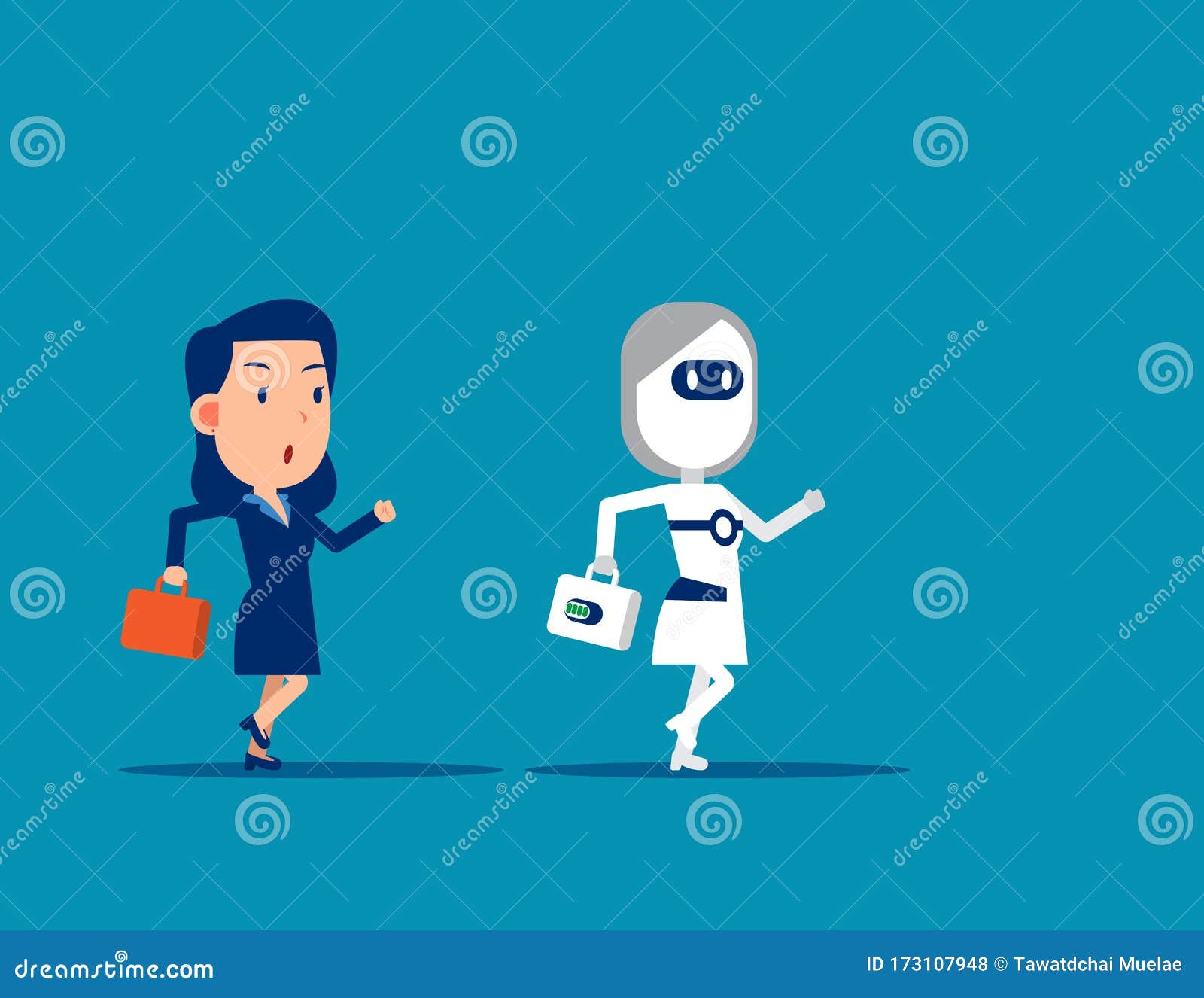 Human Vs Robot. Business Competing with Artificial Intelligence Stock ...