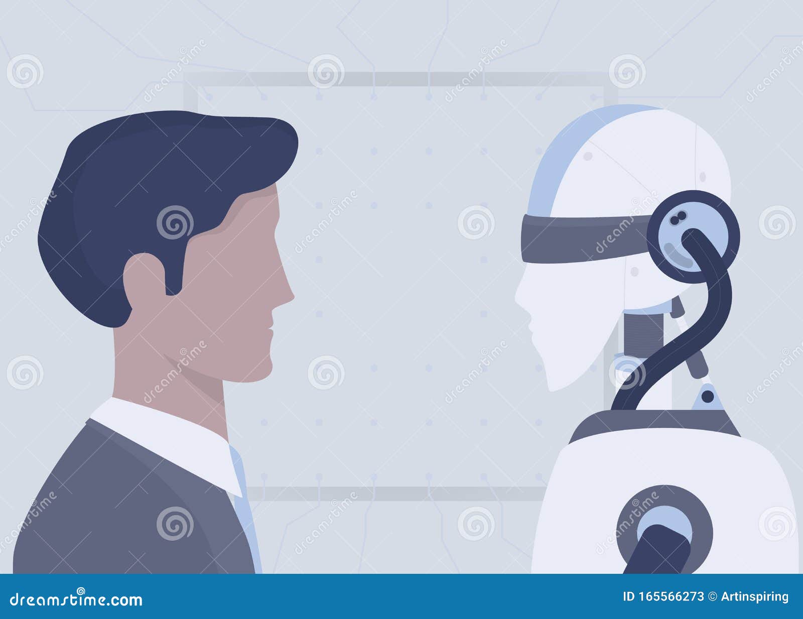 Human Vs Robot Concept. Artificial Intelligence and Human Mind ...