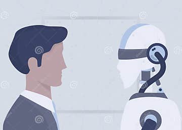 Human Vs Robot Concept. Artificial Intelligence and Human Mind ...