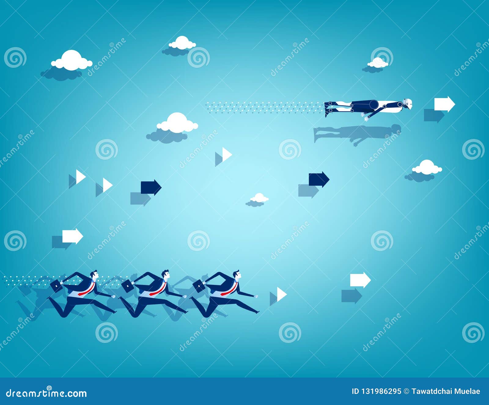 Human Vs Technology. Concept Business Vector Illustration Stock Vector ...