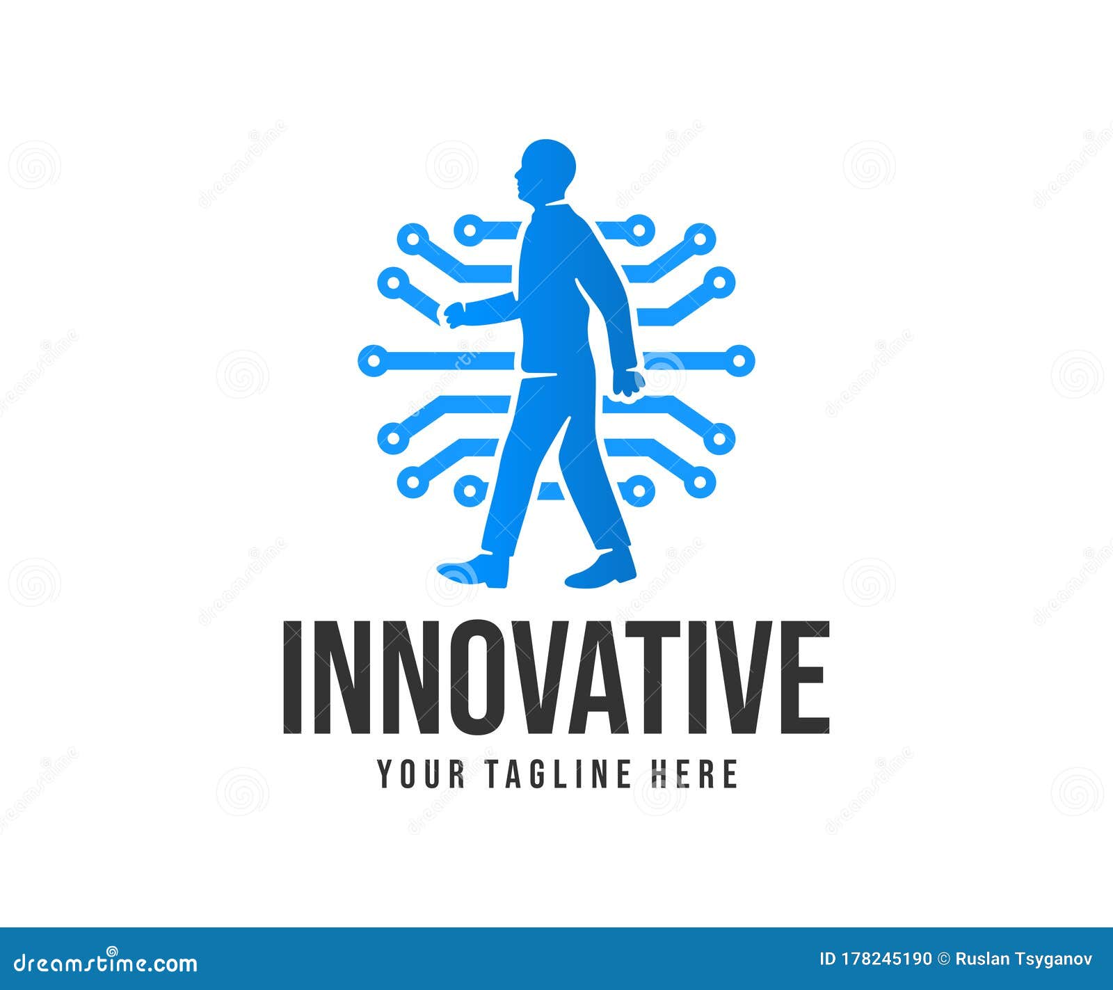 Human is Walking in Circuits Electronics Grid, Innovative Technology ...