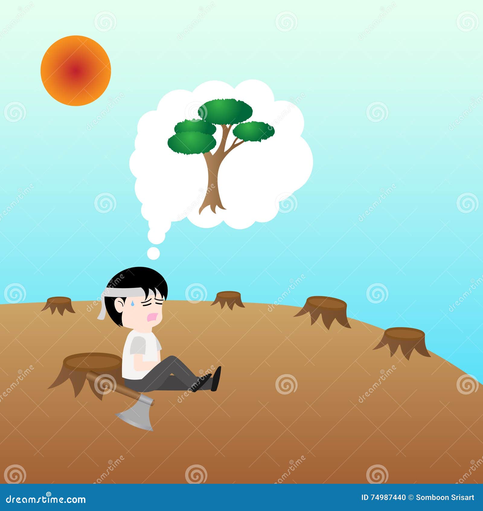 Human Want To Be Tree, Concept Save Earth Stock Vector - Illustration ...