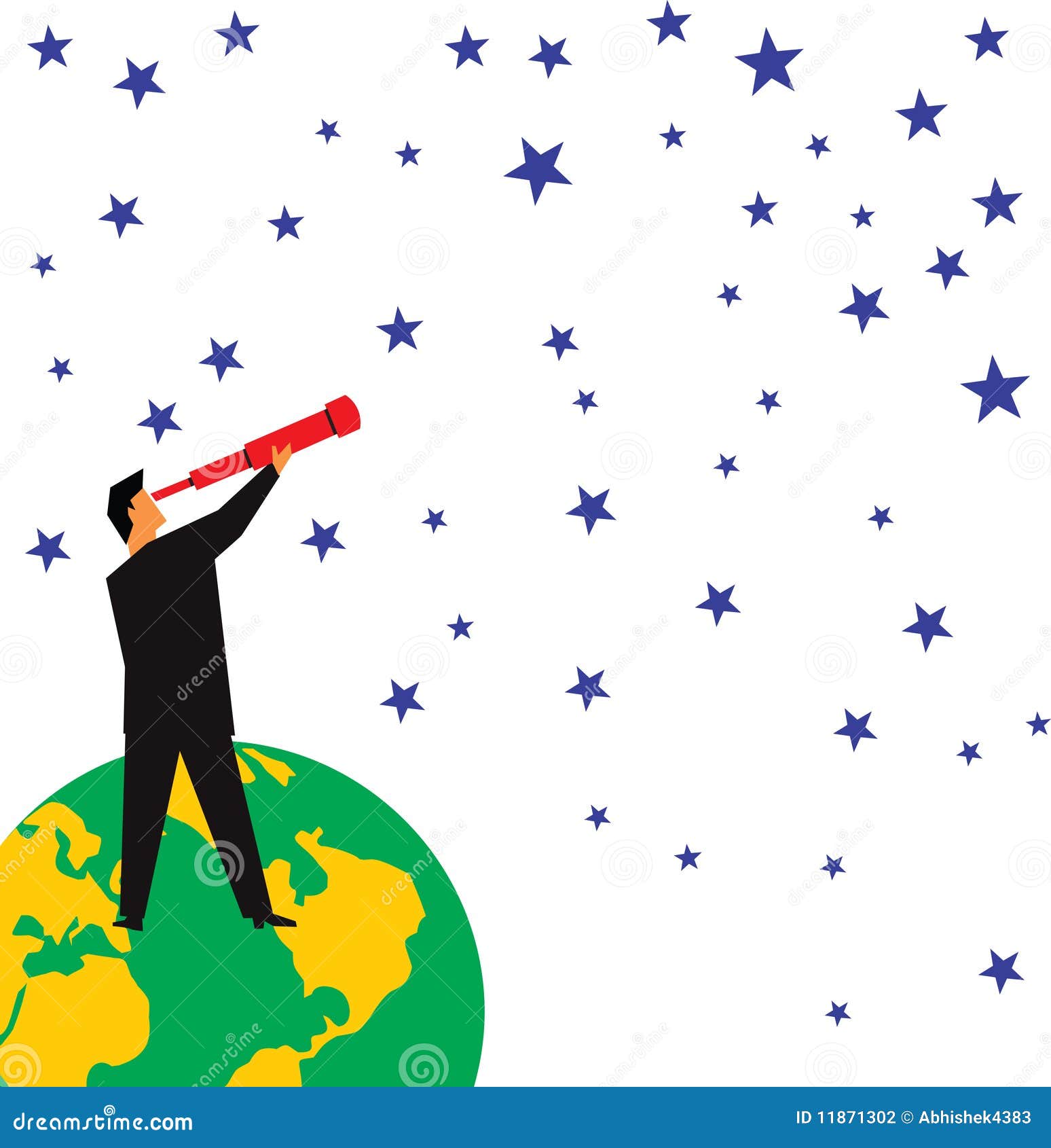 Man Watching Stars. Astronomer Studying Constellations With Telescope ...