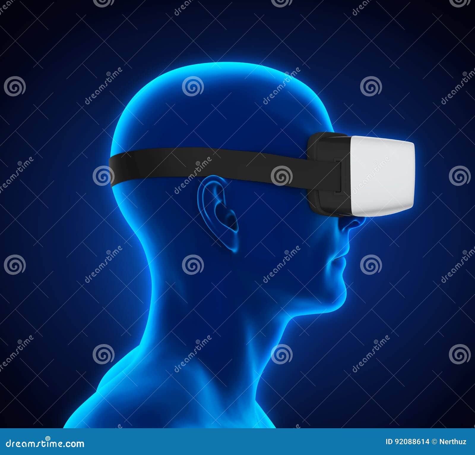 Human Wearing Virtual Reality Headset Stock Illustration - Illustration ...