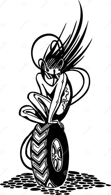 Human and Wheel. Vector Illustration. Stock Vector - Illustration of ...