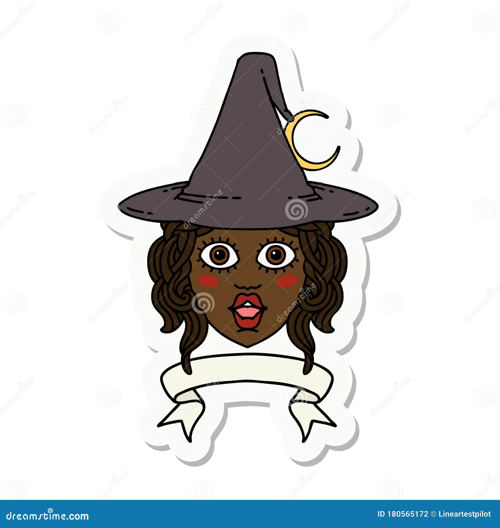 Human Witch Character with Banner Sticker Stock Vector - Illustration ...