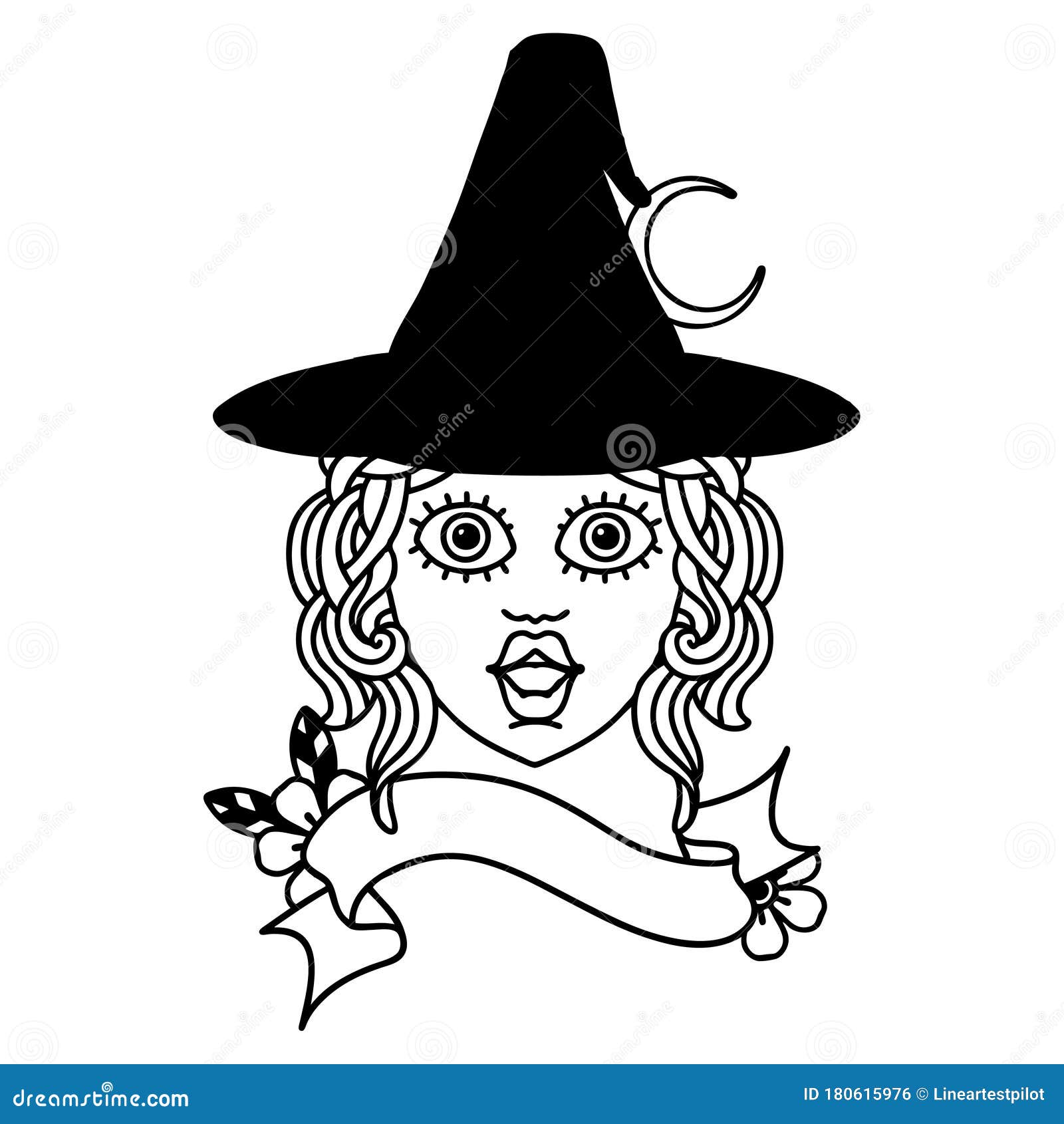 Human Witch Character Face Illustration Stock Vector - Illustration of ...