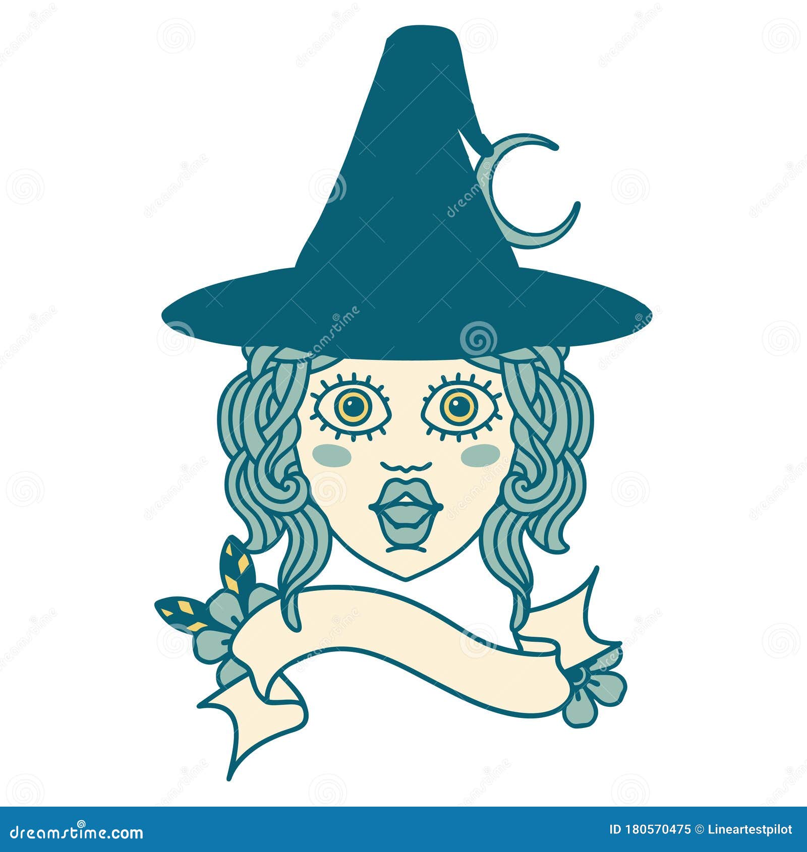 Human Witch Character Face Illustration Stock Vector - Illustration of ...