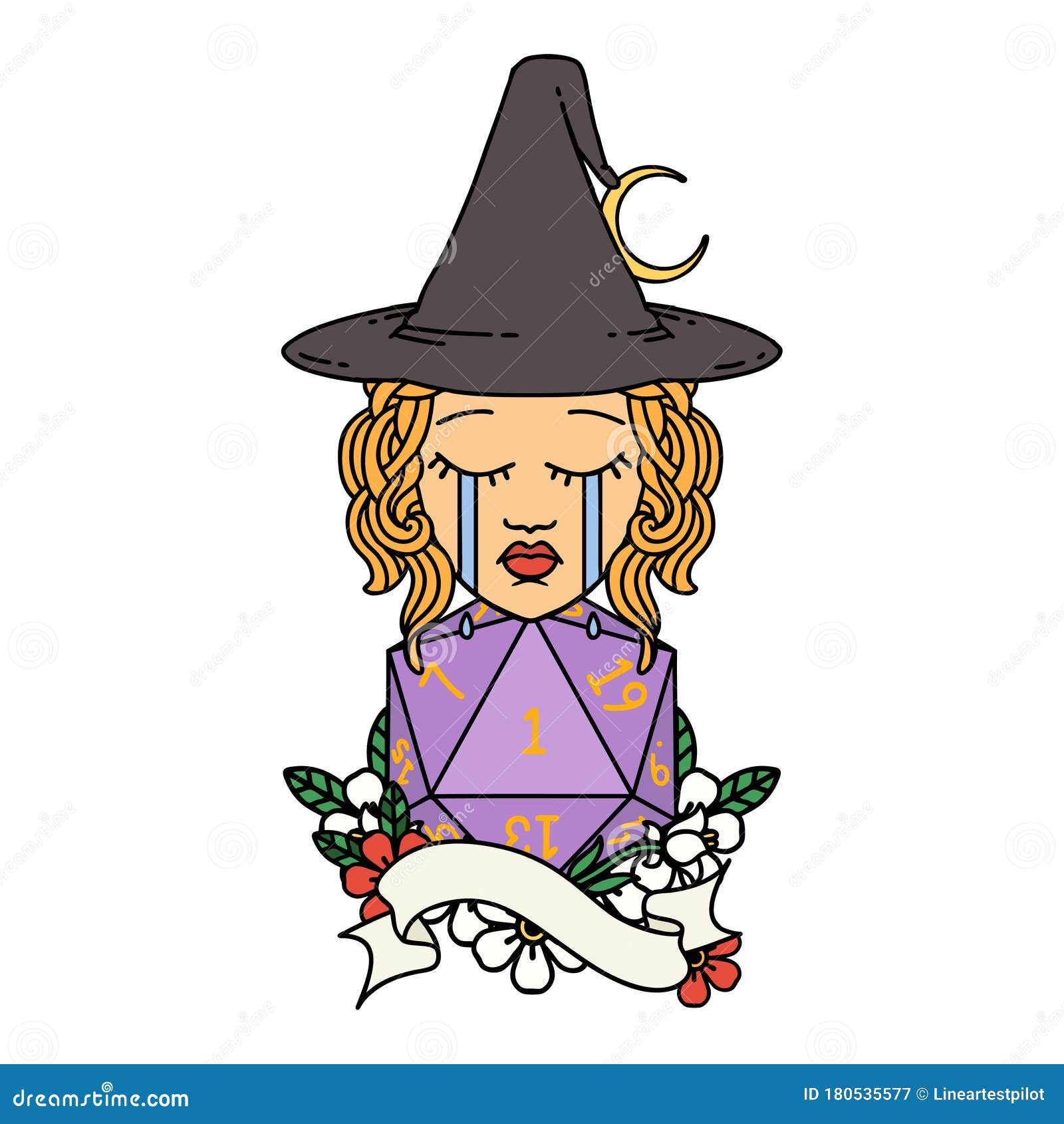 Human Witch with Natural One D20 Roll Illustration Stock Vector ...