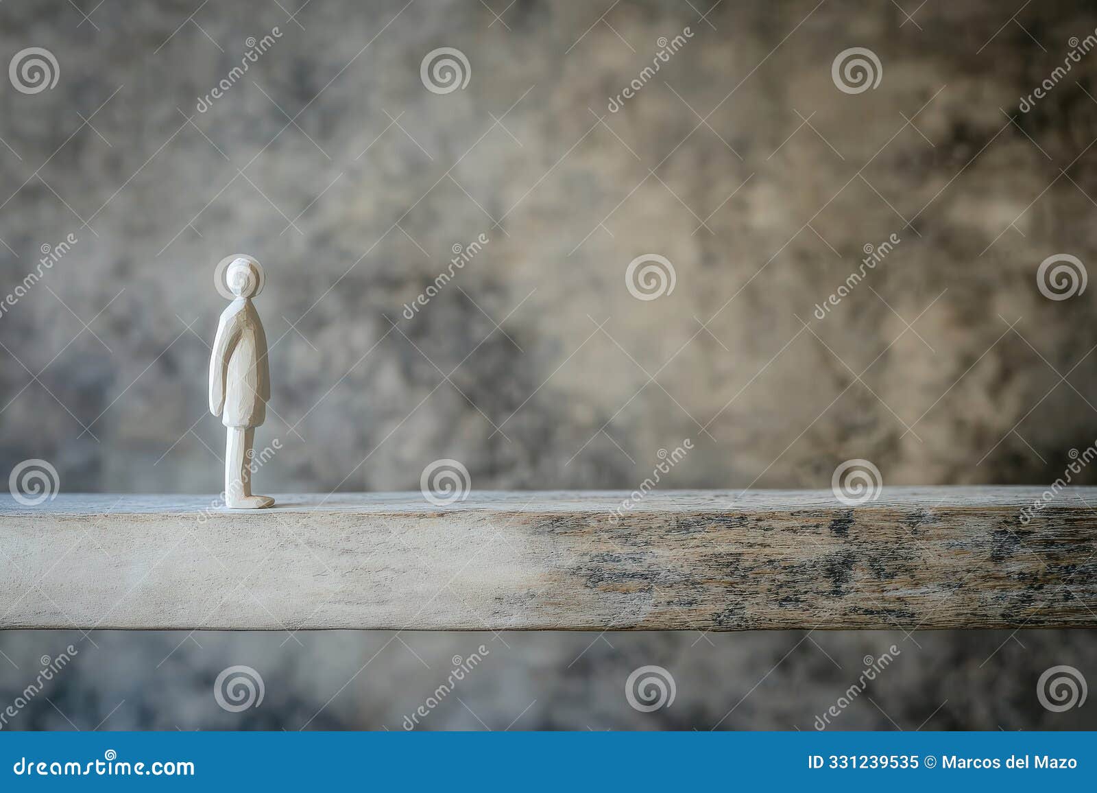 Human Wooden Figure Representing Facing Loneliness, Depression, Mental ...