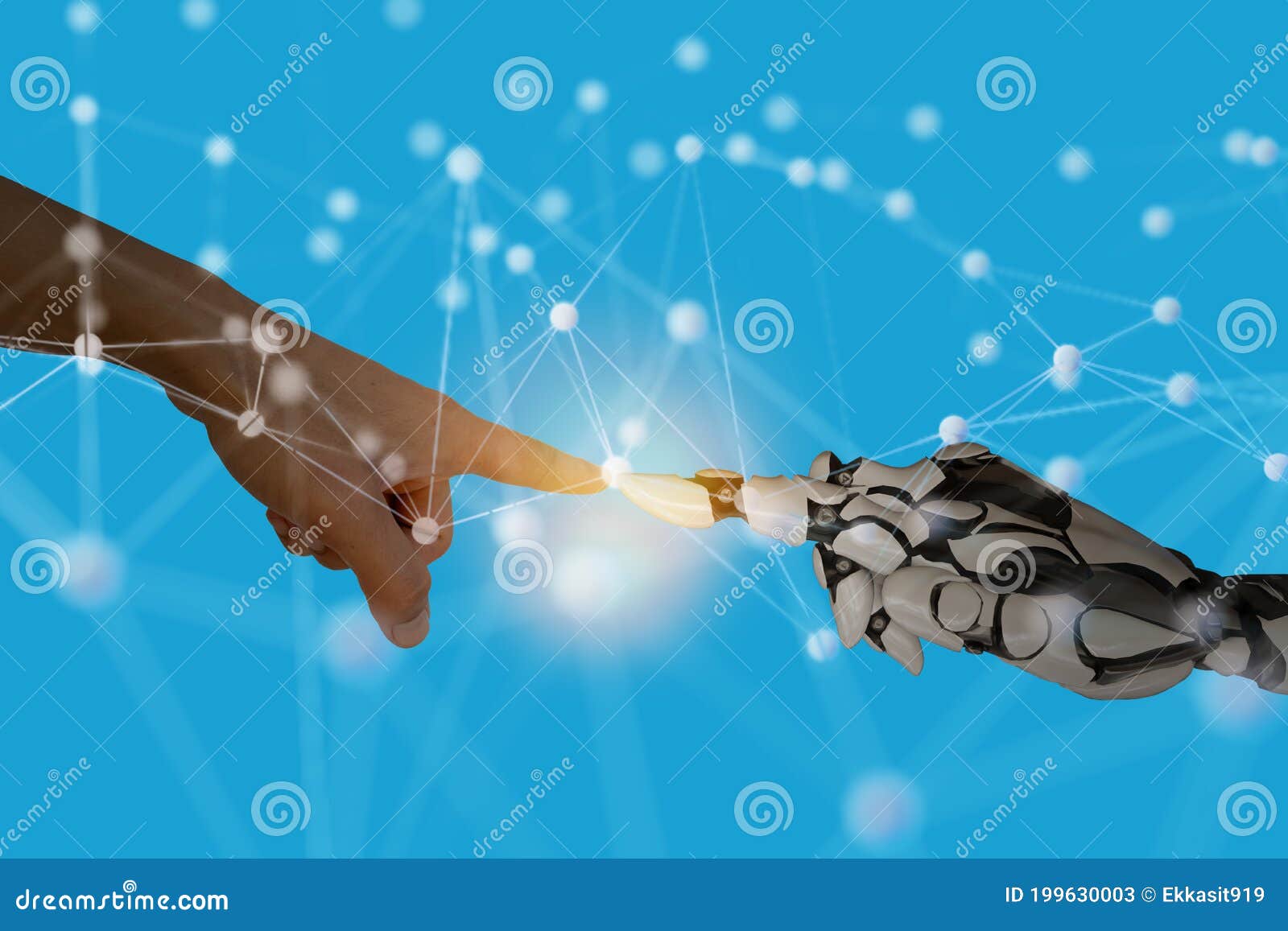 Human Work With Robots Smart Artificial Intelligence Concept With ...