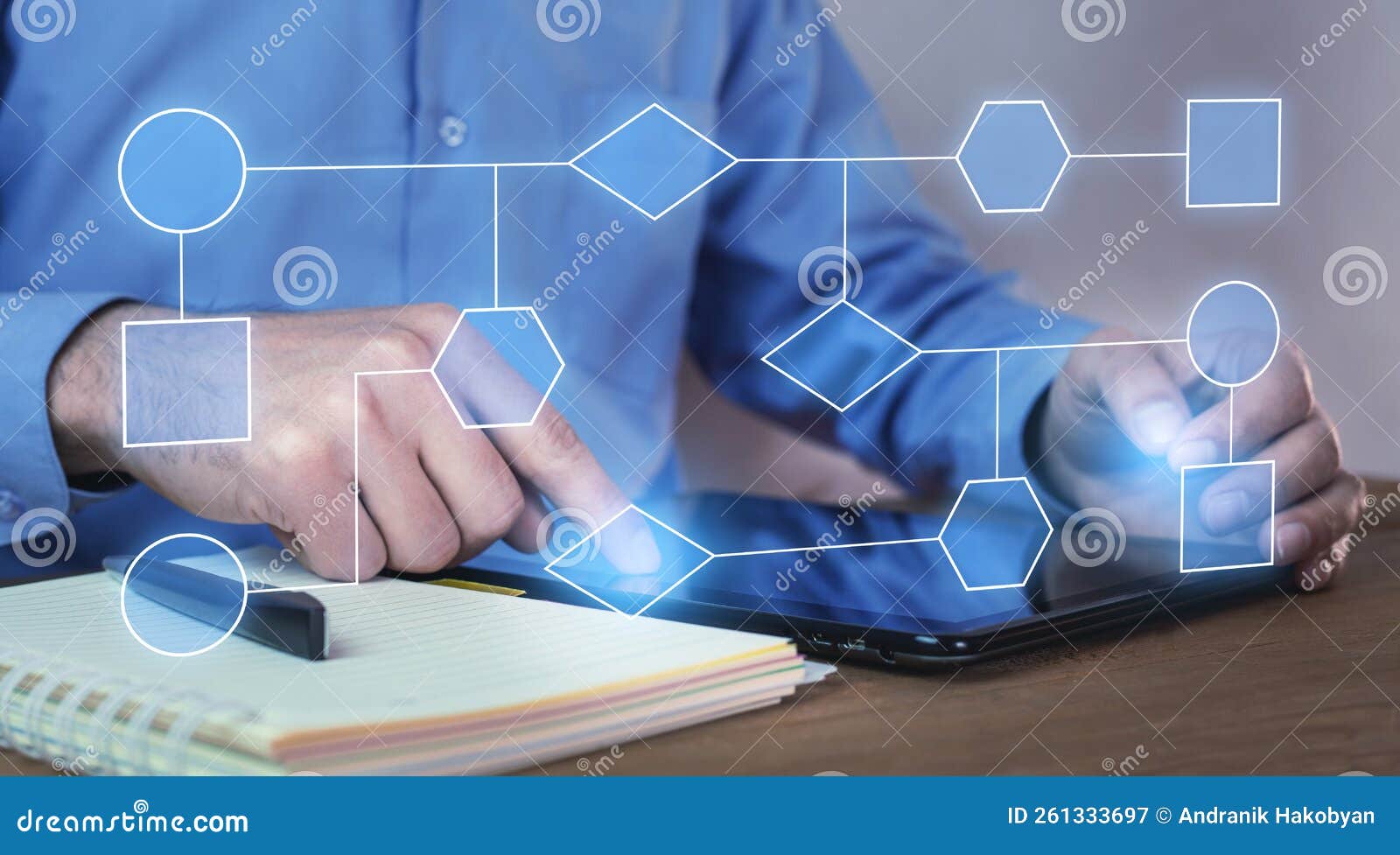 Human Working in Flowchart. Business Process Concept Stock Image ...