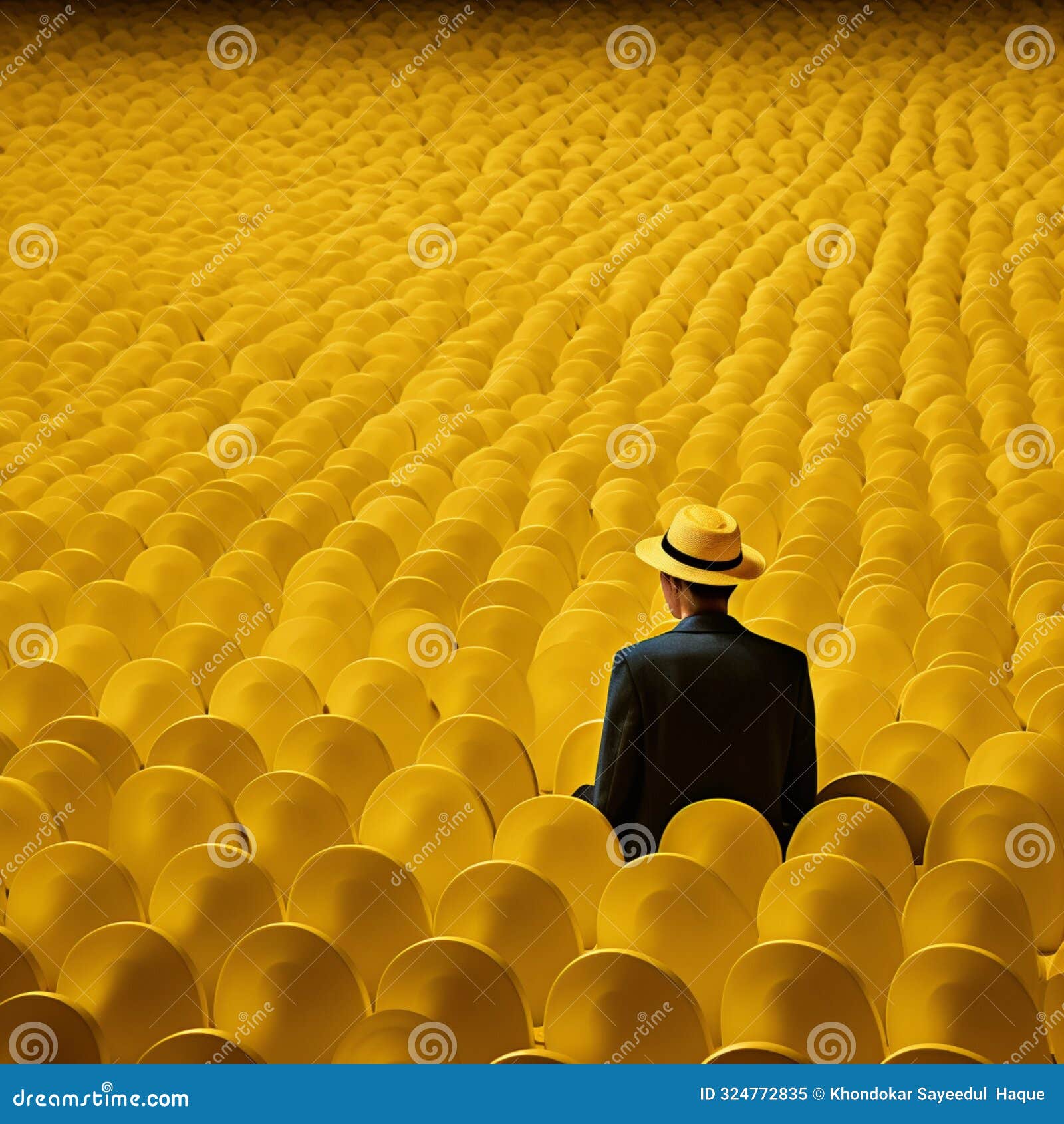 Human Yellow Hat Empty Stadium AI Generated Image Stock Illustration ...