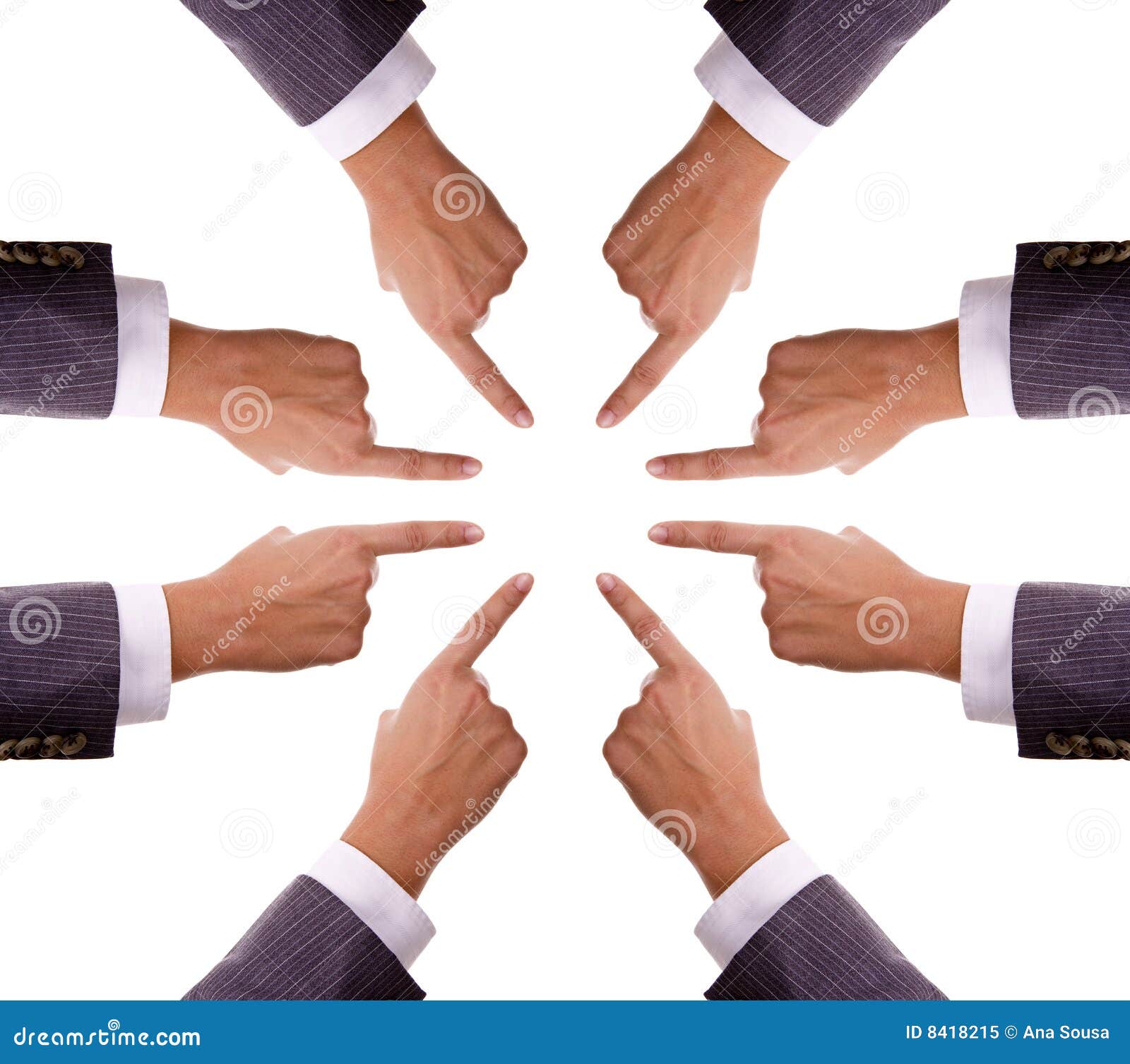 Humand Hands Pointing To Center Stock Image - Image of point, adult ...