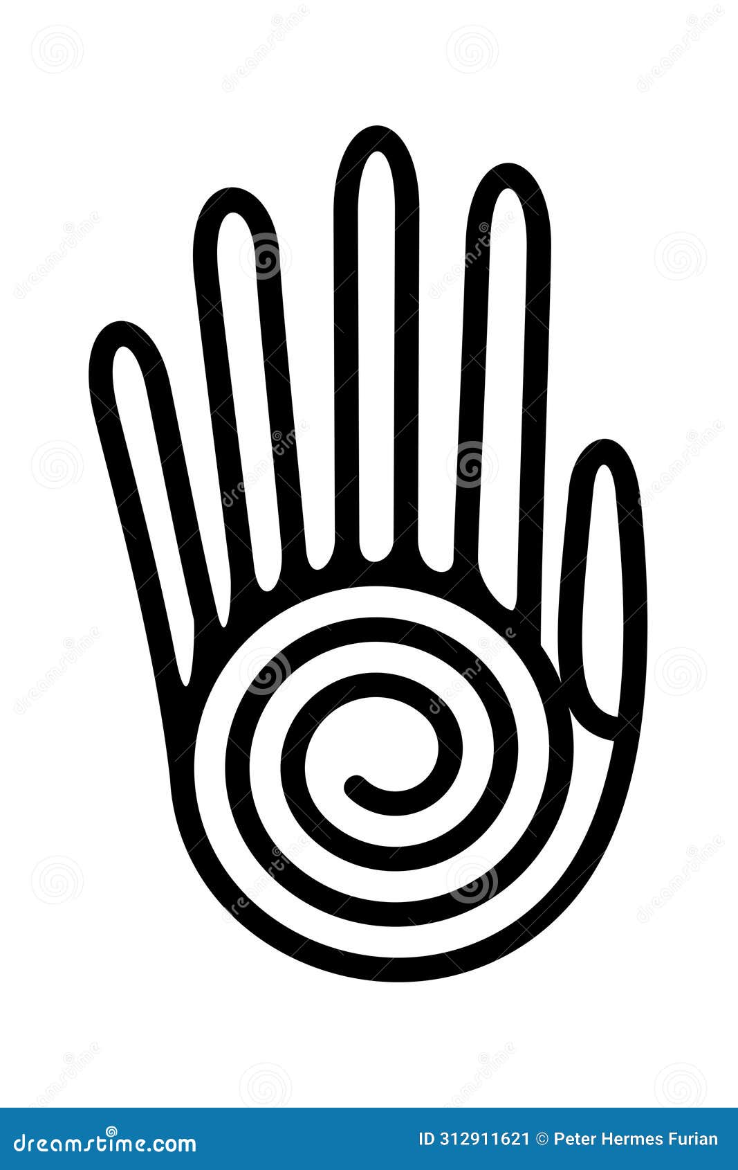 Human Hand with Spiral, Healing Hand Symbol of Native Americans Stock ...