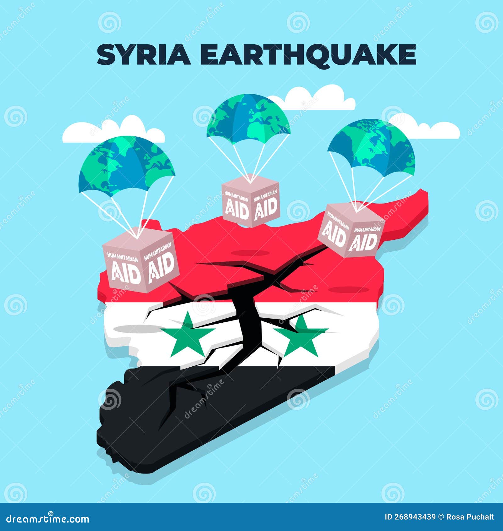 Humanitarian Aid on Syria Earthquake Map Stock Vector - Illustration of ...